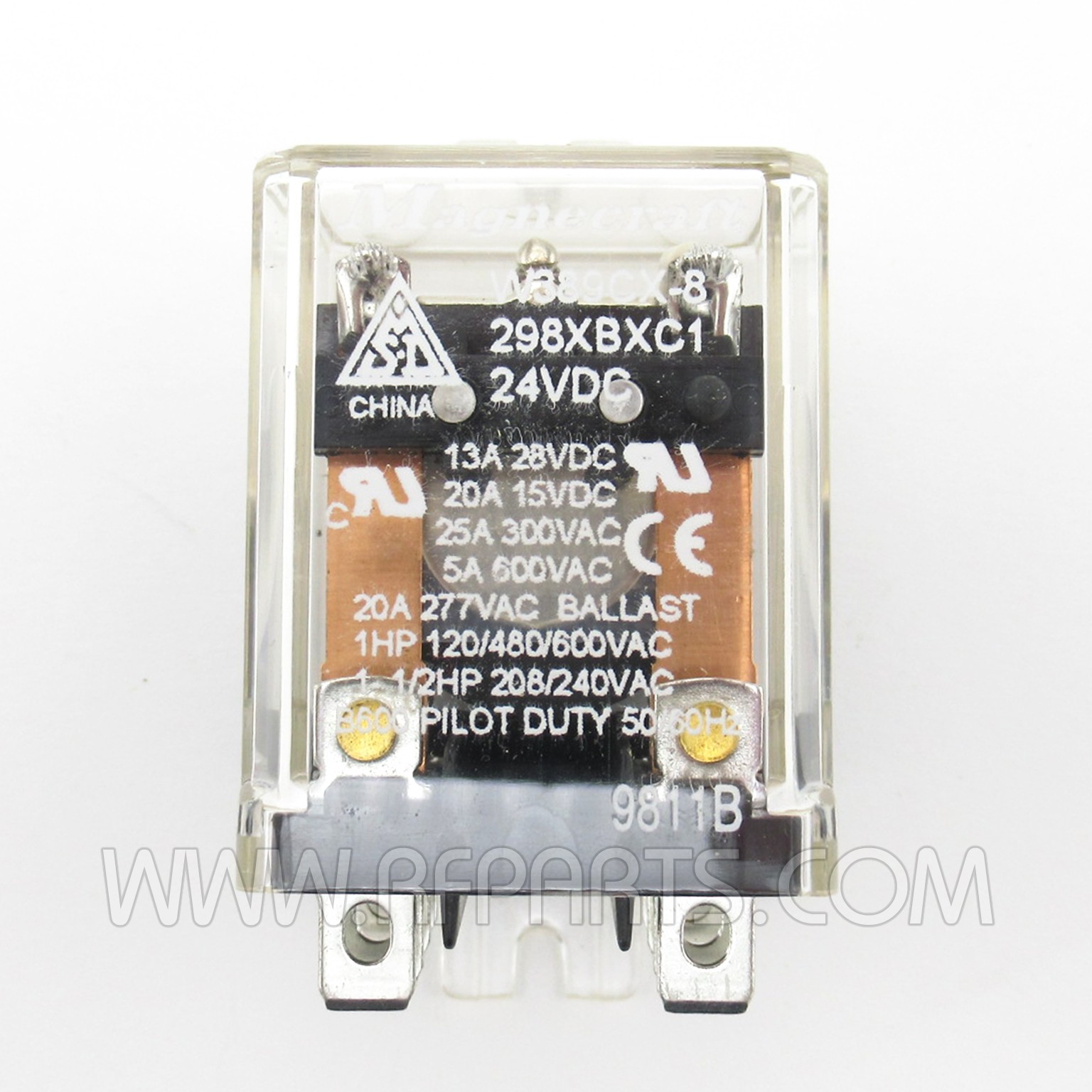 W389CX-8, Magnecraft, DPDT, 24VDC, Flange Mount, Power Relay, New Old Stock