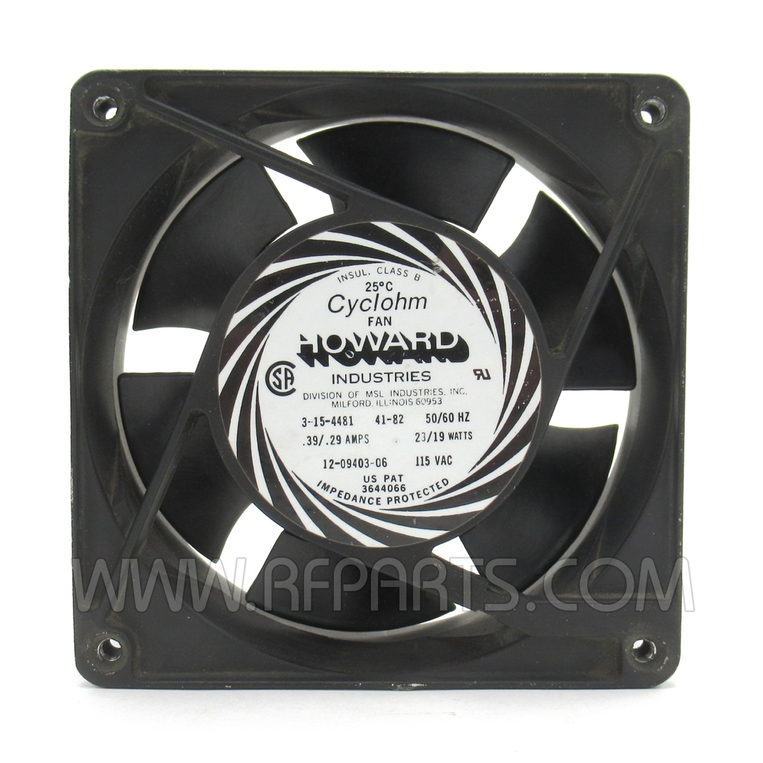 3-15-4481 Howard Cyclohm Fan 50/60Hz 115vac, Used