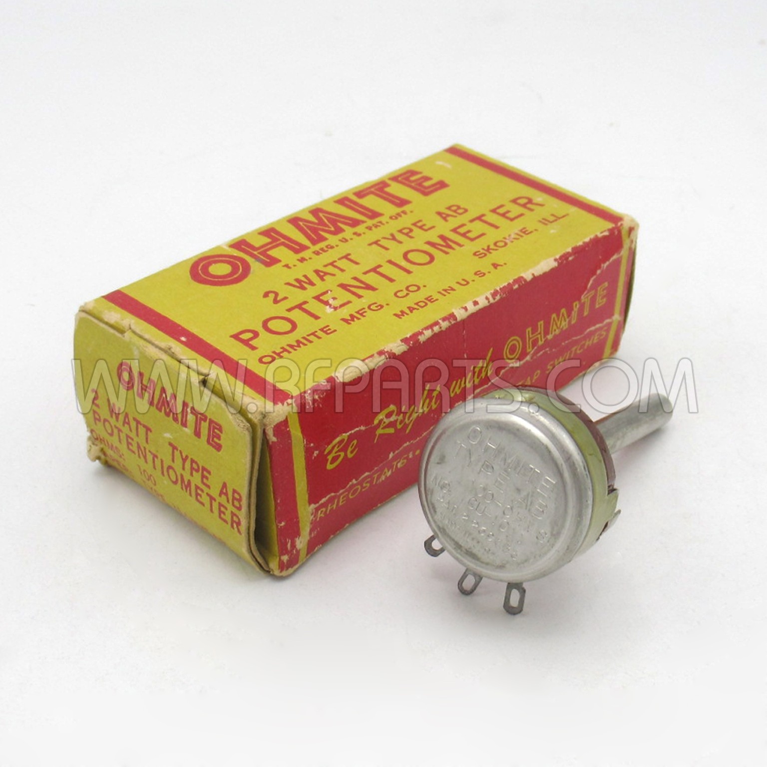 CU-1011, Ohmite, Type AB, 2 Watt, Potentiometer, New Old Stock