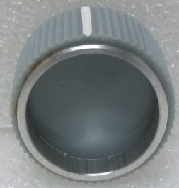 KNOB1M, Tuning, Knob, Light, Gray, with Chrome, Ring, & White, Pointer