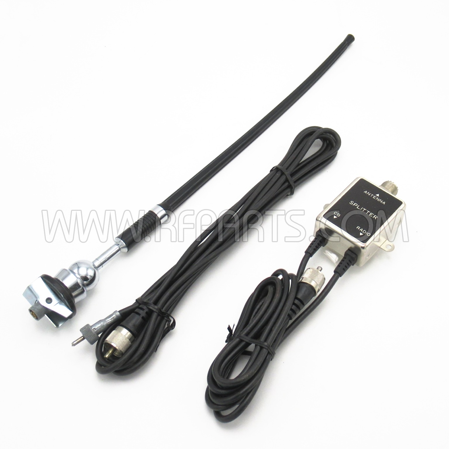 RA-2-CB AFCO Rubber CB Antenna with Cable and CB-AM/FM Radio Splitter ...