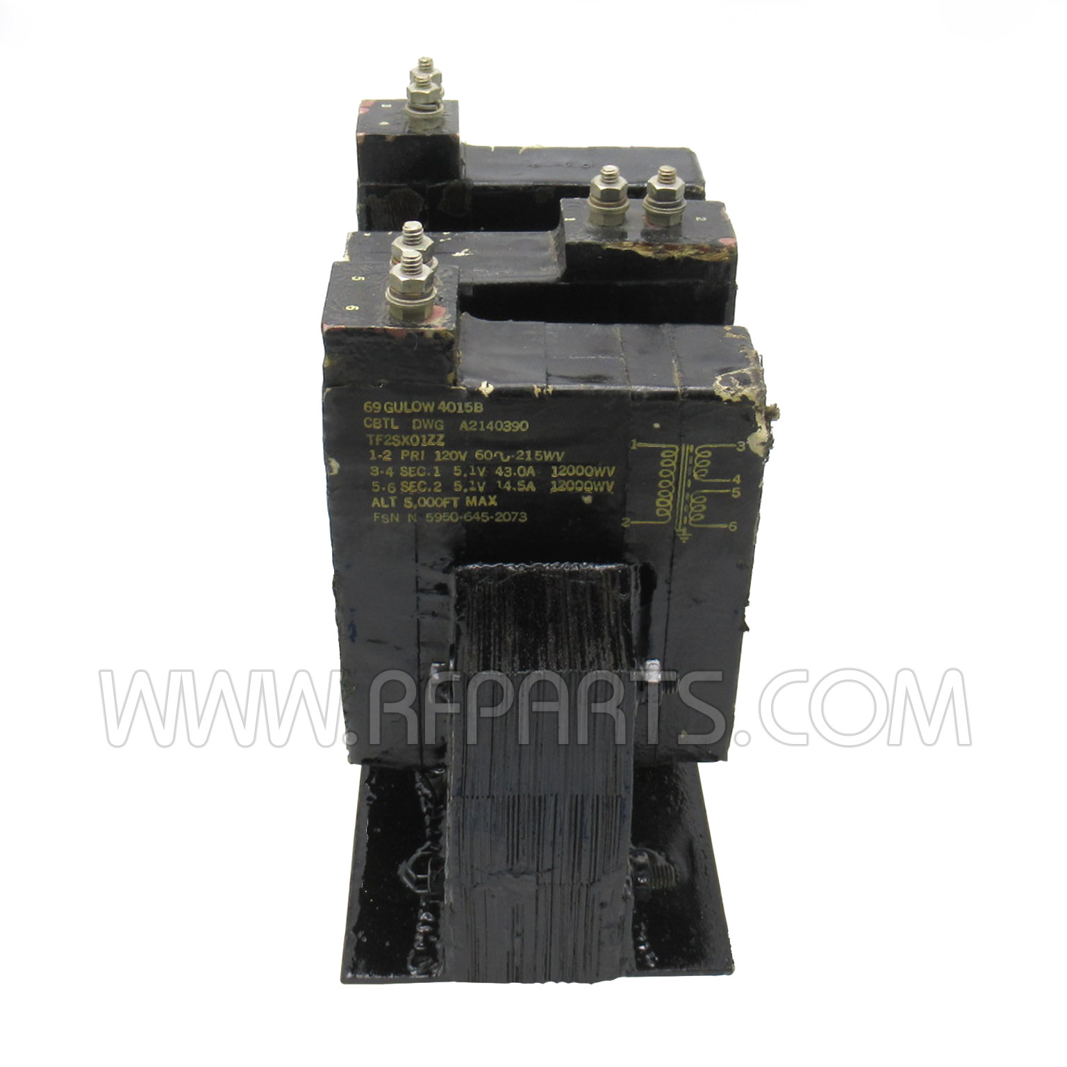 TF2SX01ZZ Todd Power Transformer 120v 60Hz 215WV, Used