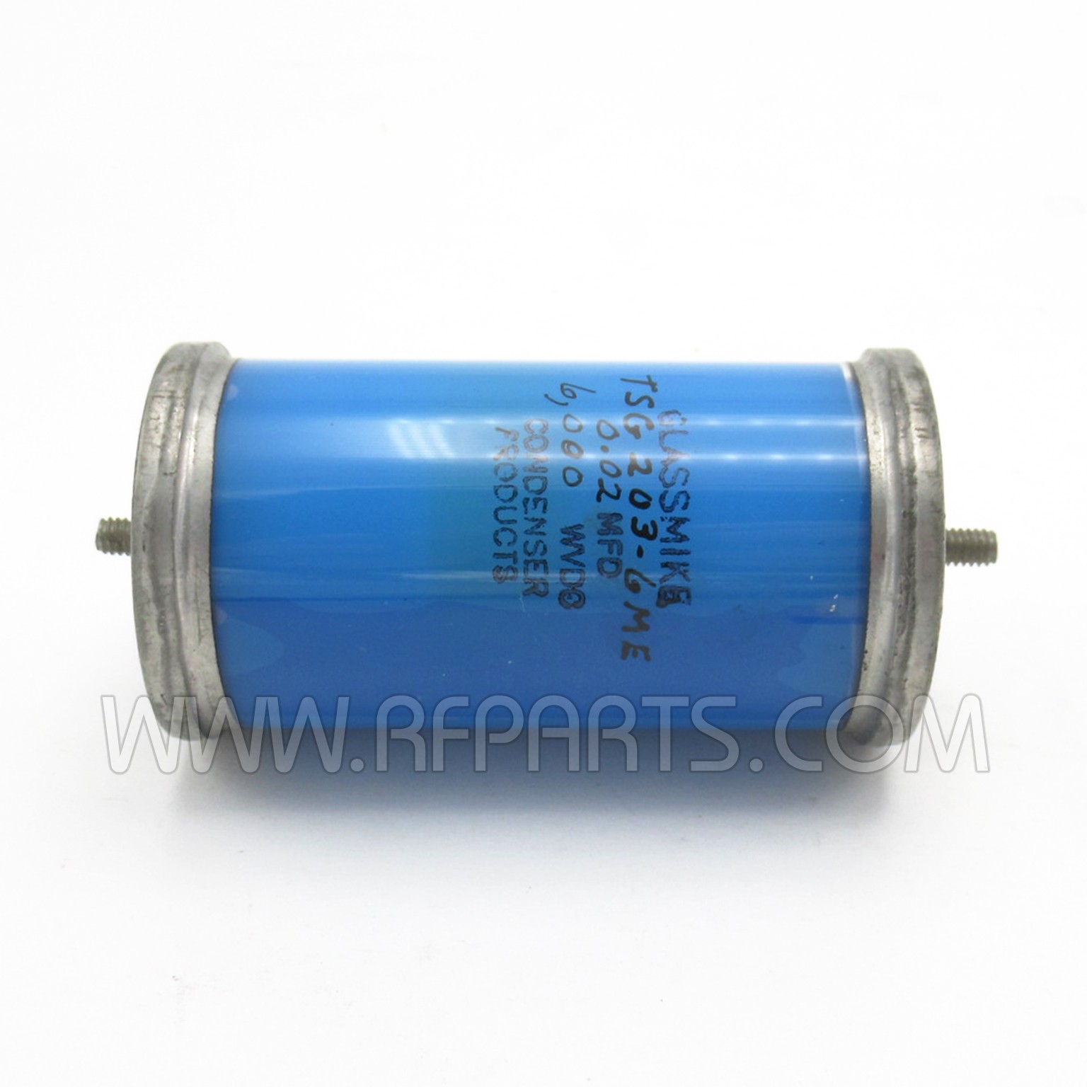 TSG-203-6ME CP Glassmike Oil-Filled Capacitor 0.02mfd 6kvdc, Used