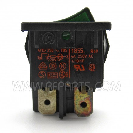 1855, Kema Keur, DPST, Green Illuminated, Rocker, Switch, 250vac, 4A ...