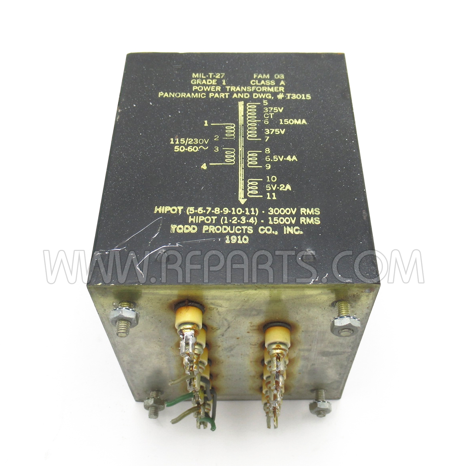 T3015 Todd Power Transformer 115v / 230V 50/60Hz, Used